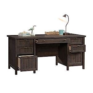 Sauder Costa Executive Desk, W 65.118 X D 29.528 X H 30.00, Coffee Oak finish