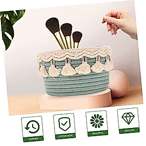 SWOOMEY Baby Toy Basket Cotton Rope Basket Tassel Side Rope Basket Desktop Basket Baby Cotton Rope to Weave Superior Cotton Rope Woven Toy Basket