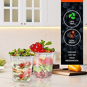 PAMI Deli Plastic Containers With Lids [24-Pack, 24oz] - Small Food Containers For Sauces, Salsas, Dips - BPA-Free, Microwave & Freezer Safe Food Storage Pots- Clear Meal Prep Condiment Containers