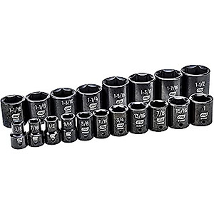 GEARWRENCH 19 Pc. 1/2" Drive 6 Pt. Standard Impact Socket Set, SAE - 84932N