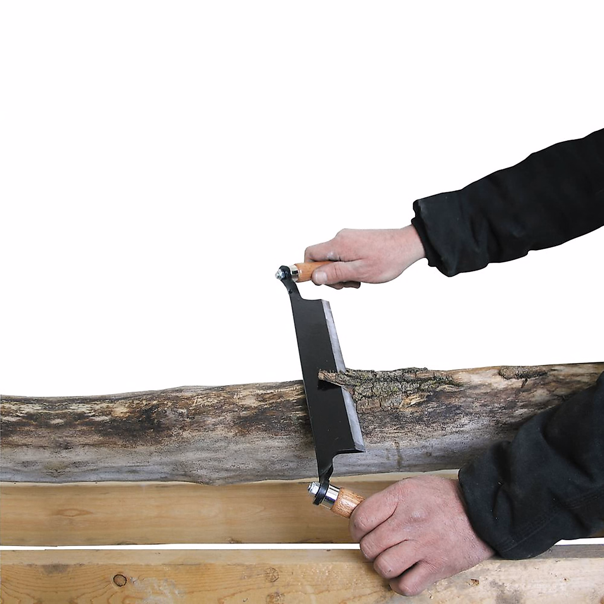 Timber Tuff 13-Inch Straight Wood Blade Draw Shave Knife Log Woodworking Tool with Wood Grip Handles, and 5-mm Thick, 30-Degree Angle Blade