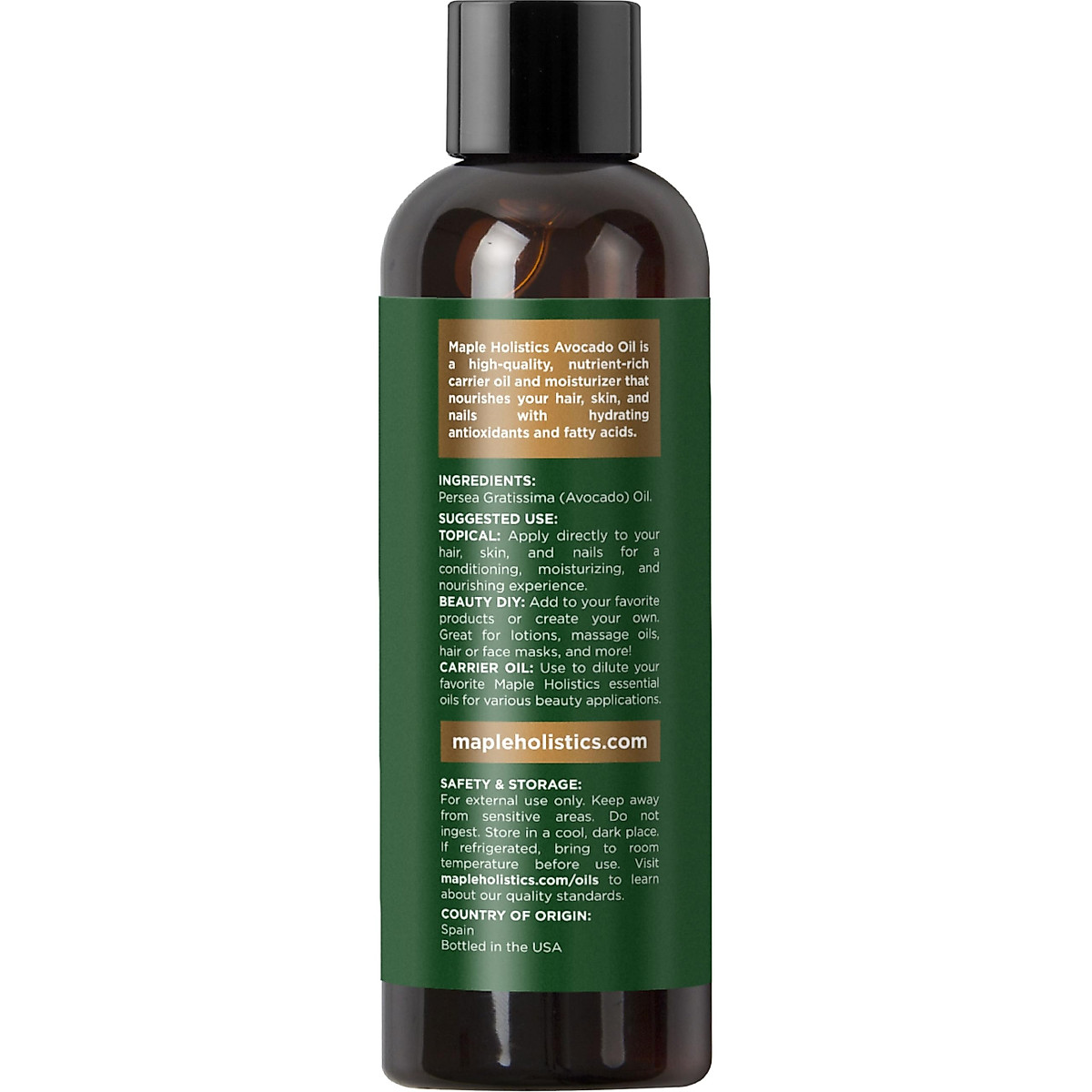 Avocado Oil For Hair and Skin - 100% Pure Avocado Oil for Skin and Nail Care plus Dry Hair Treatment and Facial Oil Moisturizer - Natural Hair Oil and Carrier Oil for Essential Oils Mixing (4 Fl Oz)