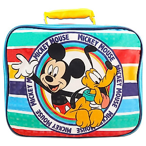 Fast Forward Mickey Mouse Mini Backpack with Lunch Box Set - Bundle with 11" Mickey Backpack, Mickey Mouse Lunch Bag, Water Bottle, Stickers, More | Mickey Backpack for Toddlers