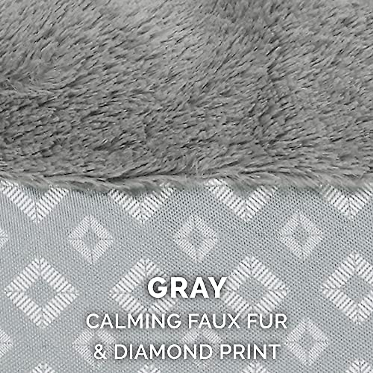 Furhaven Cat Bed for Indoor Cats, Washable w/ Removable Bolsters, For Pets Up to 9 lbs - Plush & Diamond Print Cuddle Loaf Mat - Gray, Small