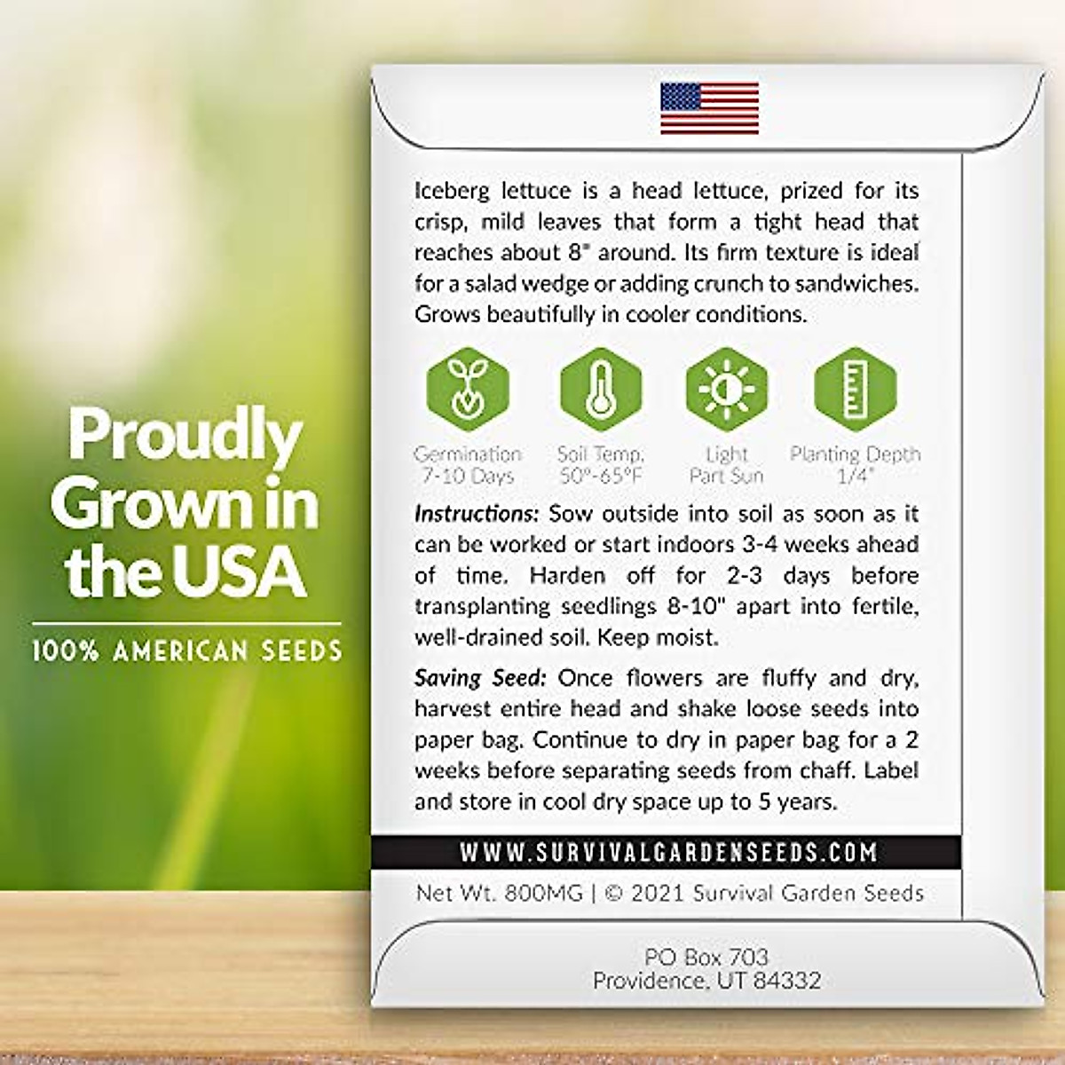 Survival Garden Seeds - Iceberg Lettuce Seed for Planting - Packet with Instructions to Plant and Grow Crisp Head Lettuce in Your Home Vegetable Garden - Non-GMO Heirloom Variety