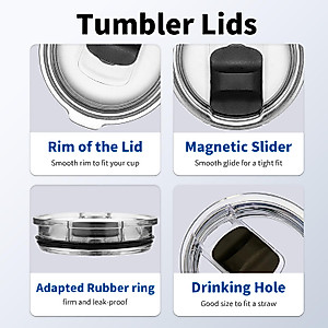 2 Pack 20 oz Tumbler Lid, Replacement Lids Compatible for YETI 20 oz Tumbler, 10/24 oz Mug and 10 oz Lowball, Spill Proof Cup Lids Covers with Magnetic Slider Switch