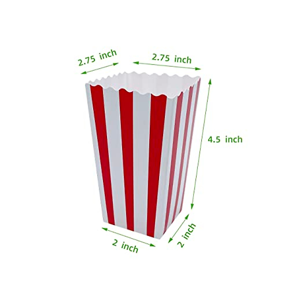 Jaojaopn Striped Popcorn Containers, 4.5 x 2.75 Mini Popcorn Boxes Snack Container Set for Movie Night or Various Party Themes. 50 pcs (red and white)