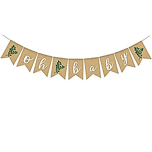 Greenery Baby Shower Banner Eucalyptus leaves Burlap garlands Plant Gender Neutral party decoration