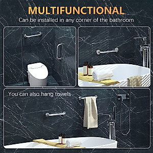 12 Inch Anti-Slip Shower Grab Bar, iMomwee Chrome Stainless Steel Bathroom Grab Bar Handle with Textured Grip, Shower Balance Bar, Safety Hand Rail Support, Handicap Elderly Senior Assist Bath Handle