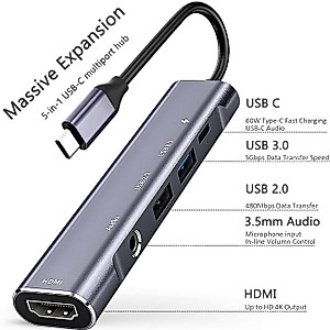 USB C to HDMI Adapter Dex Dock for Galaxy S25/S24/S23/S22/Note20/TabS9/S8/S7,Type-c hub with 3.5mm Audio Jack,4K HDMI,USB3.0,PD 60W,Adapter for iPhone 15/iPad Air 4/5,iPad Mini 6,Nintendo Switch