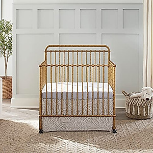 NAMESAKE Winston 4-in-1 Convertible Mini Metal Crib in Vintage Gold, Greenguard Gold Certified