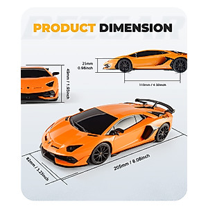 BEZGAR Remote Control Car Licensed RC Car, 1:24 Lambo Toy Car for Kids, Lambo Aventador SVJ Remote Control Model Car Electric Sport Racing Hobby Car for 3 4 5 Year Old Boy Birthday Gift (Orange)