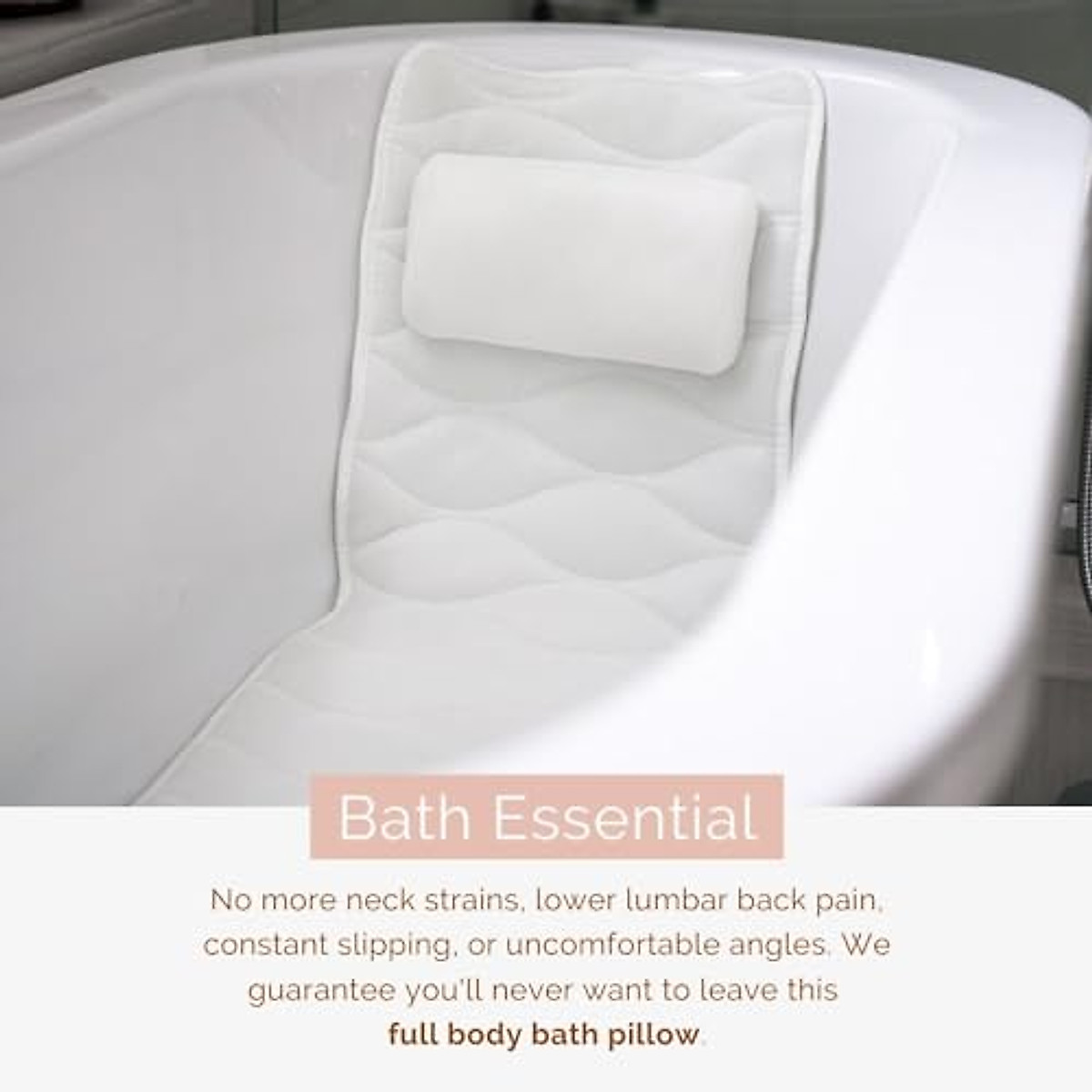 Bath Pillows for Tub Neck and Back Support - Full Body Bath Pillow for Bathtub Premium Comfort for Ultimate Home Spa, Bath Accessories for Women, Self Care Gift Ideas, Pampering and Relaxation Gifts.