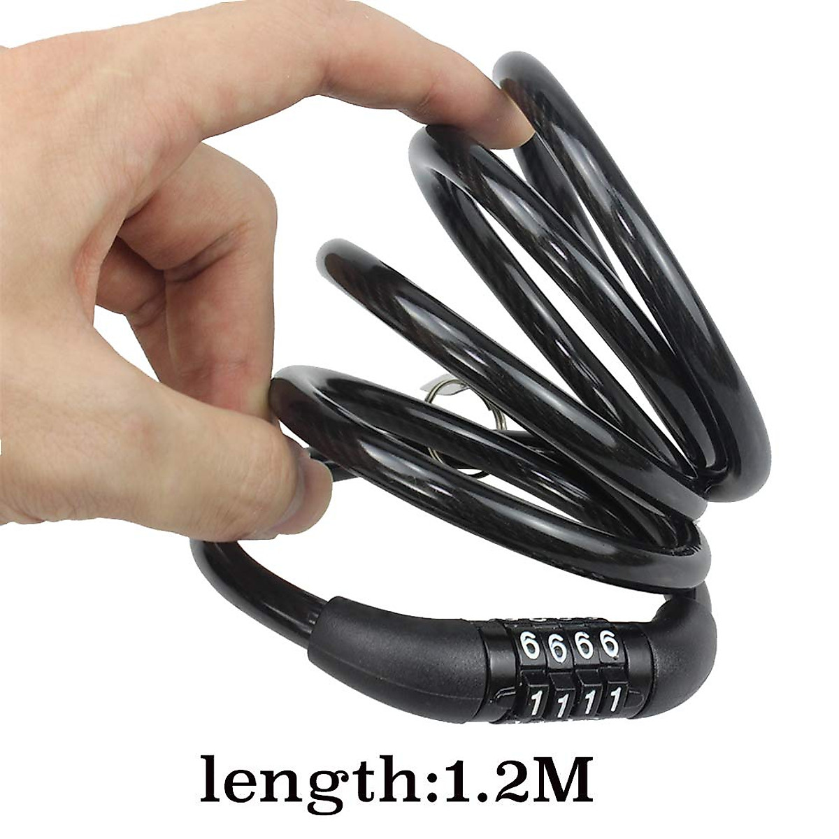 SEWAY Scooter Lock Cable for Xiaomi Mijia M365 ES Series, Bicycle Combination Locks Coiled Chain Lock Basic Self Coiling Core Steel Wire 4 ft. Long 1/3 inch Fit for M365/ES1/ES2/ES3/ES4