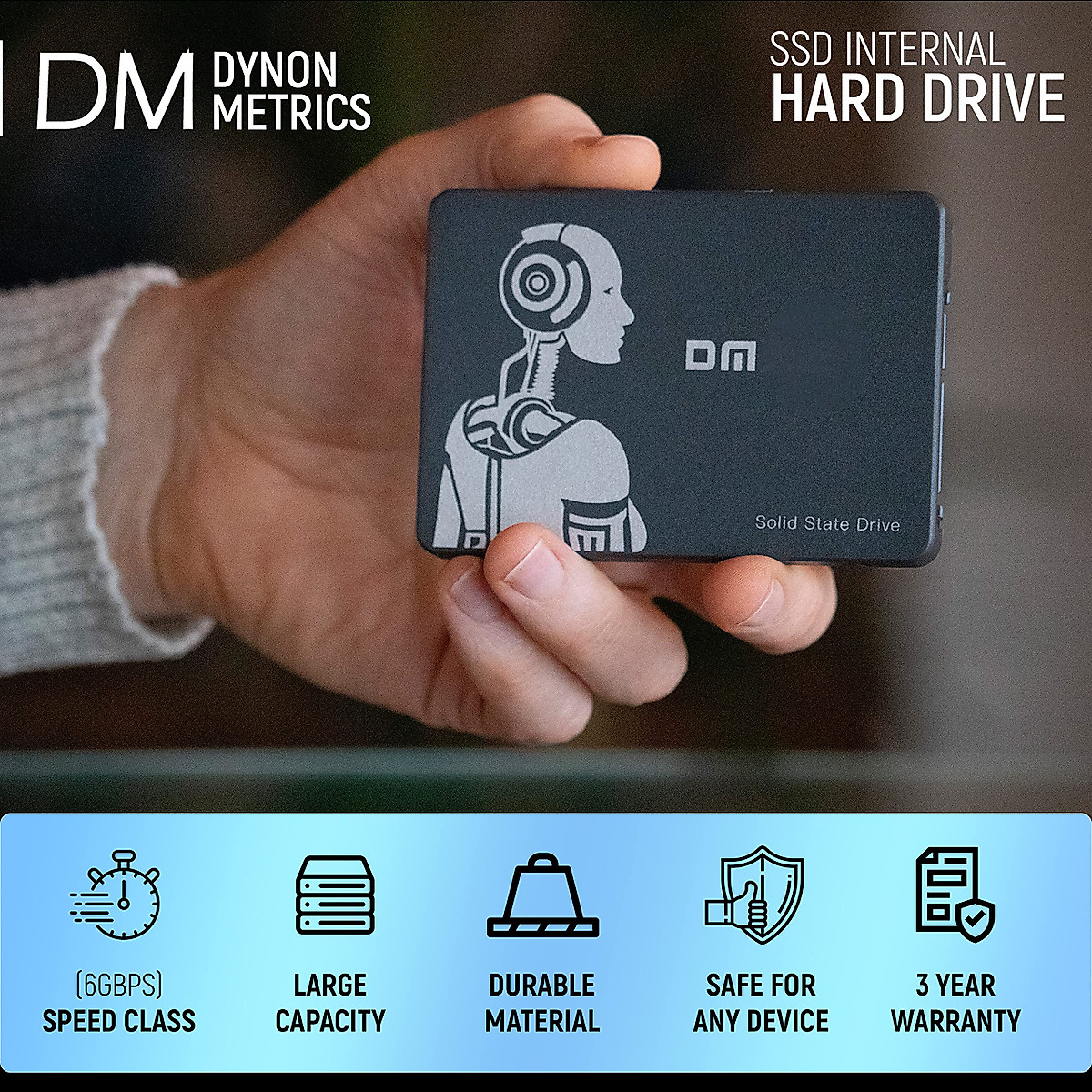 Dynon Metrics SSD Internal Hard Drive – 2.5 Inch High-Speed Internal SSD – SATA 3 Speed Class 6GBPS Solid State Drive – Matte Grey Finish – Low Temperature Regulation - 128 GB