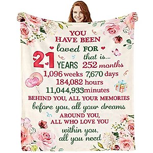 BRITHHAHA 21st Birthday Gifts for Her- 21 Years Blanket 60"X50"- 21 Funny Gift Idea- 21 Year Old Birthday Gifts- Gifts for 21 Year Old Female Women Girl Bestie Sister- 21st Birthday Gift Ideas