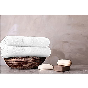 Avalon Bath Towels for Bathroom 100% Cotton White Bathroom Towels Pack of 6 (22x44 inches) - Quick Drying Bath Towels Set Small, Light Weight & Absorbent Perfect Gym & Pool Towel Set