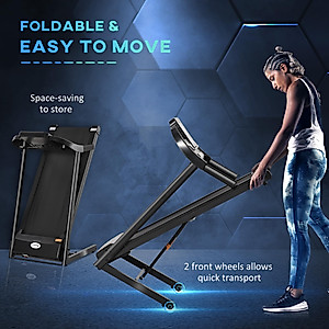 Soozier Folding Treadmill 1.5HP 7.45 MPH Max Speed Electric Motorised Running Jogging Walking Machine w/ 12 Preset Programs and LED Display for Home Gym Indoor Fitness Black