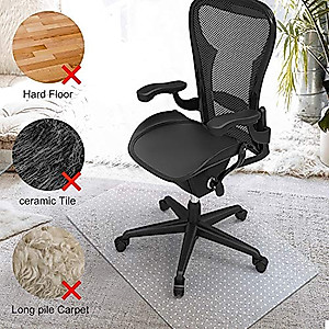 Azadx Clear Office Chair Mat for Low, Standard and No Pile Carpeted Floors, Plastic Computer Desk Chair Mat on Carpet for Easy Rolling, Durable Carpet Protector Mat (36 x 48'' Rectangle)
