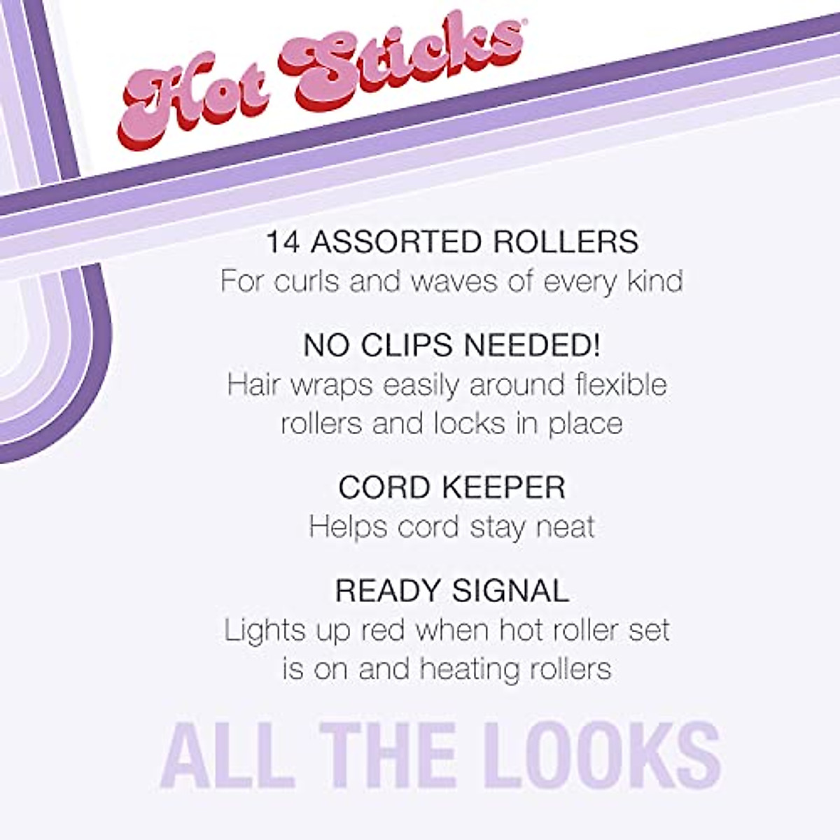 Conair HOT STICKS, Silicone Hot Roller Set with 7 Small and 7 Medium Rollers, No Clips Needed