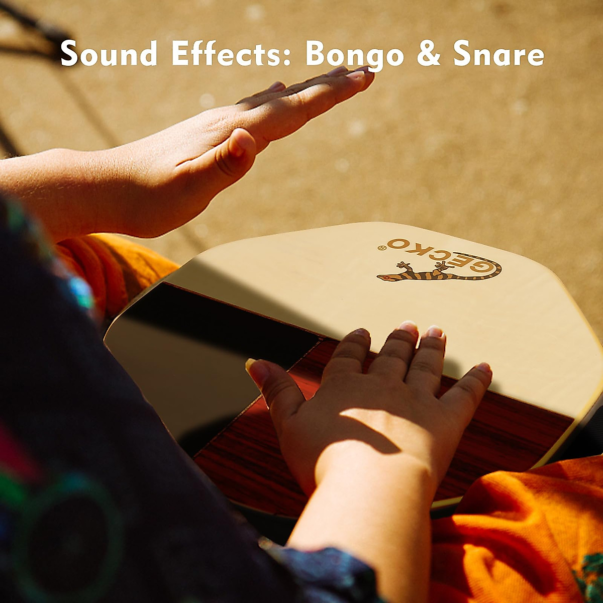 GECKO Cajon, Portable Box Drum with Storage Bag, Hand Drum, Percussion Instrument, Bong and Snare