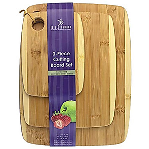 Totally Bamboo 3-Piece Two-Tone Bamboo Serving and Cutting Board Set