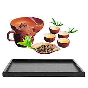 BALITY Rectangular Wood Tray, Decorative Solid Wood Serving Trays Platter Breakfast Tray Ottoman Tray Black Fast Food Tray for Cafe, Teahouse, Restaurant, Hotel(36 X 27cm)