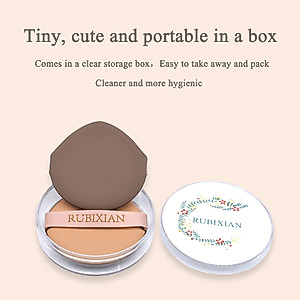 RUBIXIAN Powder Puff for Foundation, 2 Packs Air Cushion Portable Round Makeup Sponges with Air Cushion Powder Puff, Latex-free Blending Sponge and Makeup Puff for Foundation, Cream, Concealer