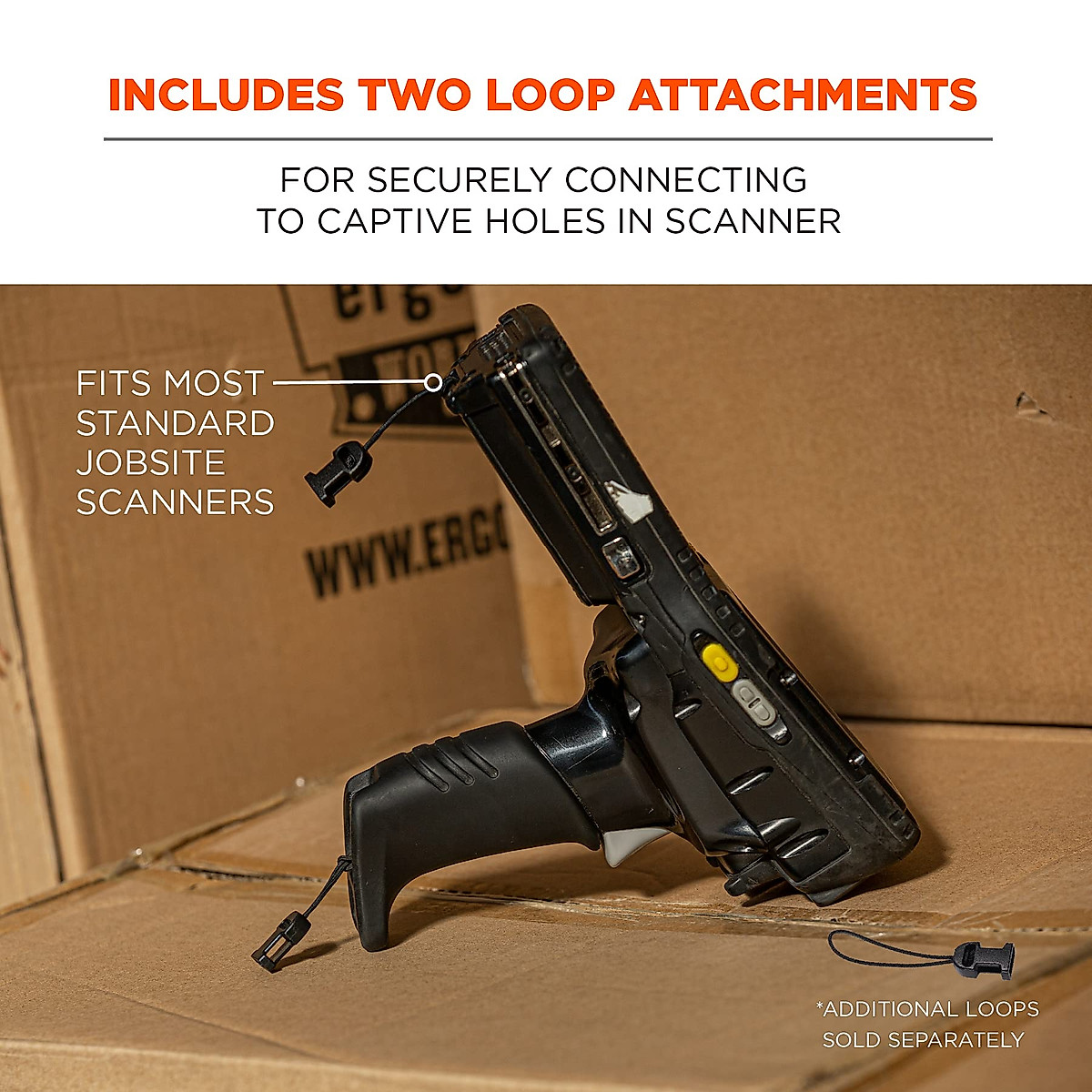 Ergodyne Squids 3137 Barcode Scanner Padded Harness, Sling Style, Tethering Lanyard for Bar Code Scanners , Black