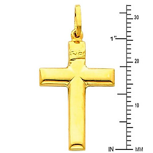 14k REAL Yellow Gold Religious Cross Charm Pendant