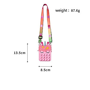 Gifts for Kids Rainbow Unicorn Purse Bag for Girls and Women, Fashion Pop Purse Push Bubbles Fidget Toy, Wallet Ladies Bag Silica Dimple Crossbody Bags For Girls