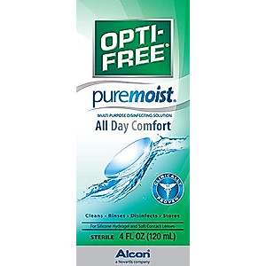 ALCON Opti-free Puremoist Multi-Purpose Disinfecting Solution, White, 4 Fl Oz