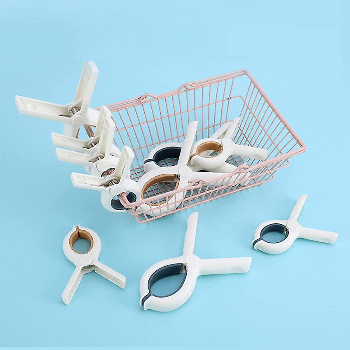 12 Pack Beach Towel Clips, Andhuhu Plastic Cloth Pins for Beach Pool Chair on Cruise, Strong Grip Holder Quilt Drying Clamp to Keep Your Towel, Clothes, Blankets, Laundry on Clothesline & Hanging Rack