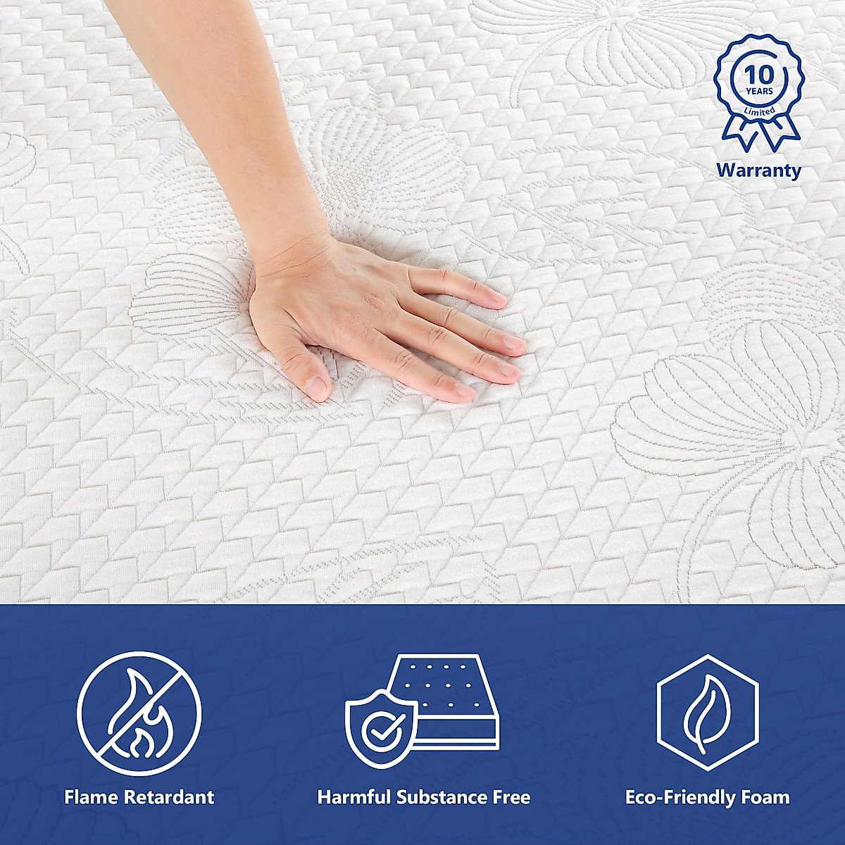 Olee Sleep 9 Inch Ventilated Gel Infused Memory Foam Mattress, CertiPUR-US® Certified, Gray, King