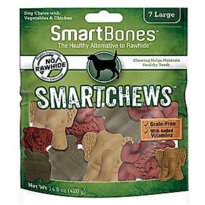 SmartBones Smart Chews, Rawhide Free Dog Chews Made with Real Chicken and Vegetables, 7 Count Large