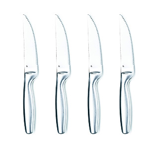 Gourmet Settings Steak Set of 4, Stainless Steel Serrated Knives Dishwasher Safe/Rust Proof Dinner Cutlery Blade, Professional Kitchen Knife Set