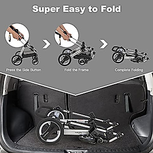 BABY JOY Baby Stroller, 2-in-1 Convertible Bassinet Reclining Stroller, Foldable Pram Carriage with 5-Point Harness, Including Cup Holder, Foot Cover, Diaper Bag, Aluminum Structure, Gray