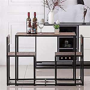 KFJBX Elm Wood Simple Dining Table Set Breakfast Table and Chair Three-Piece [90x47x75.5cm] Kitchen Room Furniture