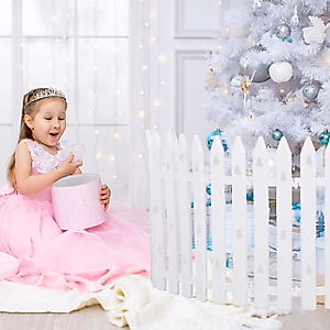 Extra Large 16” Christmas Tree Fence, 12pcs Christmas Tree Gate, White Picket Fence for Kids, Toddlers, Christmas Tree Barrier&Protector for Dogs, Cats