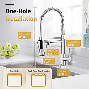 Totopia Pull Down Kitchen Faucet, Stainless Steel Kitchen Sink Faucet with Sprayer, 2-spout, Single-Handle Control, High Arc Spring Design, Easy Installation,Brushed Nickel