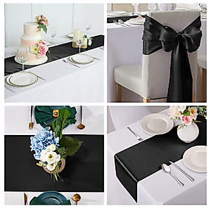 GFCC Pack of 10 Black Satin Table Runner 12 x 108 Inches for Wedding Party Events Decoration