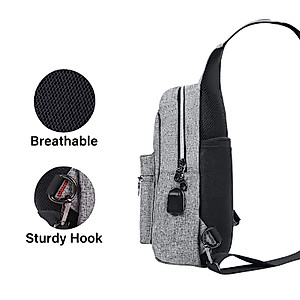 MOSISO Sling Backpack Hiking Daypack with USB Charging Port Outdoor Shoulder Bag, Gray