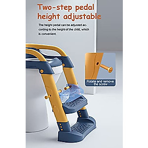 TOWRITE Foldable Toilet Training Potty Seat Chair Toddlers Toilet with Step Stool Ladder and Handles Safe Non-Slip Step PU Cushion for Boys Girls (Pink)