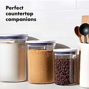 OXO Good Grips 3-Piece Mini Round POP Canister, Set 3X 0.6L, Transparent, 600 Millilitre