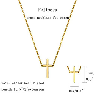 Fwlisesa Small Cross Necklaces for Women, Dainty Gold Necklace 14k Gold Plated Cute Tiny Cross Pendant Necklace Simple Gold Choker Necklaces for Women Trendy Aesthetic Jewelry Gifts for Women