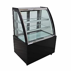INTSUPERMAI Floor Standing Refrigerated Cake Showcase 35inch Commercial Bakery Cabinet Glass Refrigerated Cake Pie Showcase Bakery Display Case Arc Back Door 220V