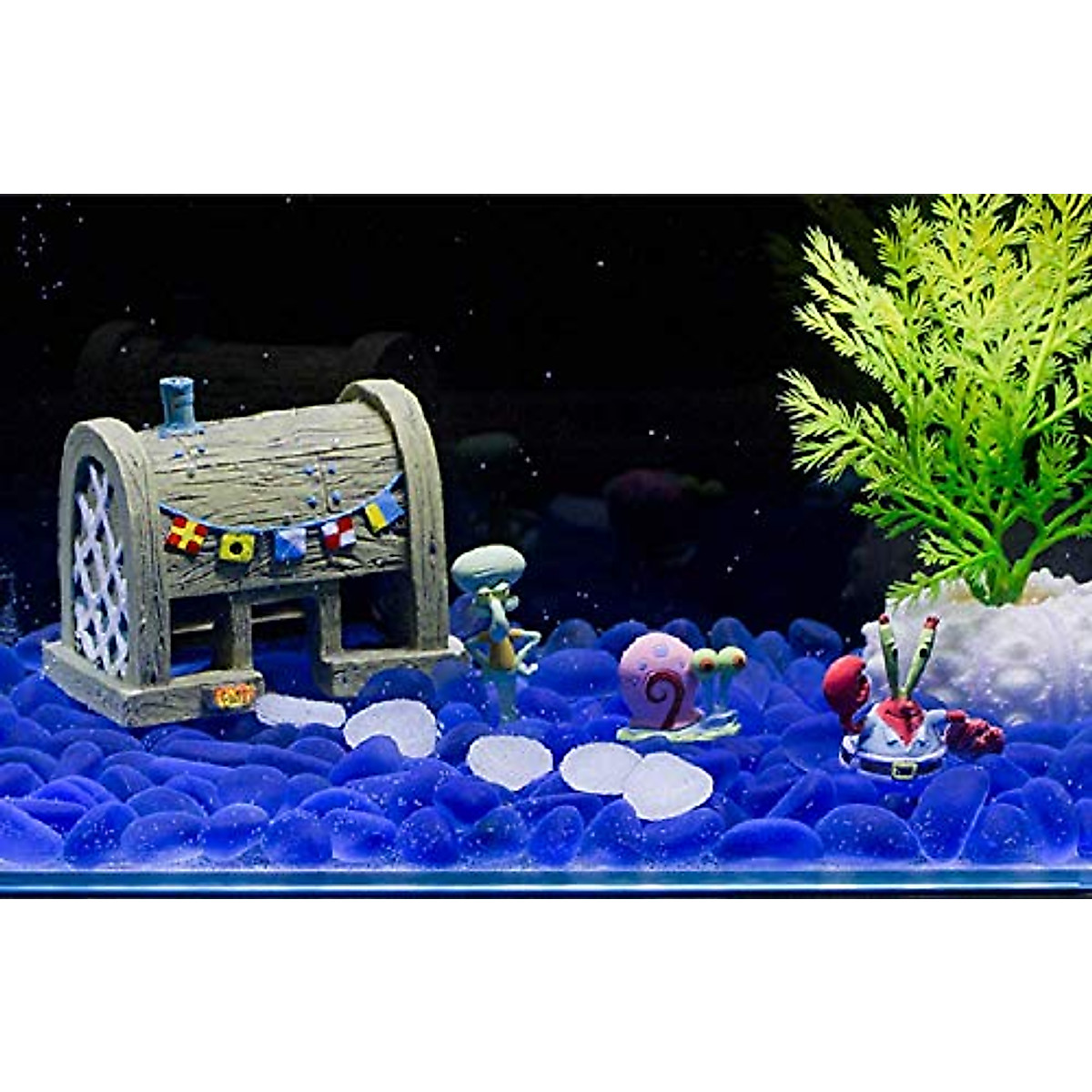Gorgeous Aquarium Decorated with Aquarium Decorations Glass Beads Aquarium, 1LB Enough Decorative Gravel Rock Gravel Pebbles gem (Dark Blue)