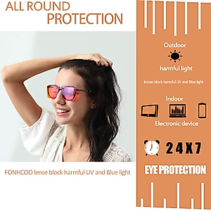 FONHCOO Clip-on Blue Light Blocking Glasses Womens Mens 2 Pack over Prescription Glasses Framless Lens Anti Eyestrain Headaches UV Filter Computer Gamer Eyeglasses