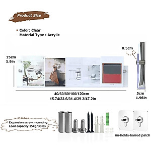 FPIGSHS 2 Pack- Acrylic Magazine Holder Wall Mounted， Clear Brochure Holder Magazine Rack， Record Holder, Hanging Bookshelf Literature Storage Shelf for Office,Church,Home Display (Size : 60cm)