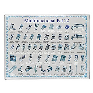 eoocvt 52pcs Domestic Sewing Machine Presser Feet Set for Brother, Babylock, Singer, Janome, Elna, Toyota, New Home, Simplicity, Necchi, Kenmore, and White Low Shank Sewing Machines